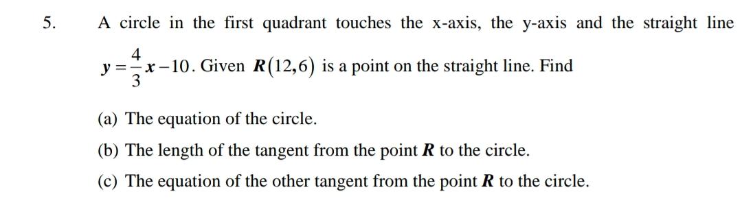 Solved A circle in the first quadrant touches the x-axis, | Chegg.com