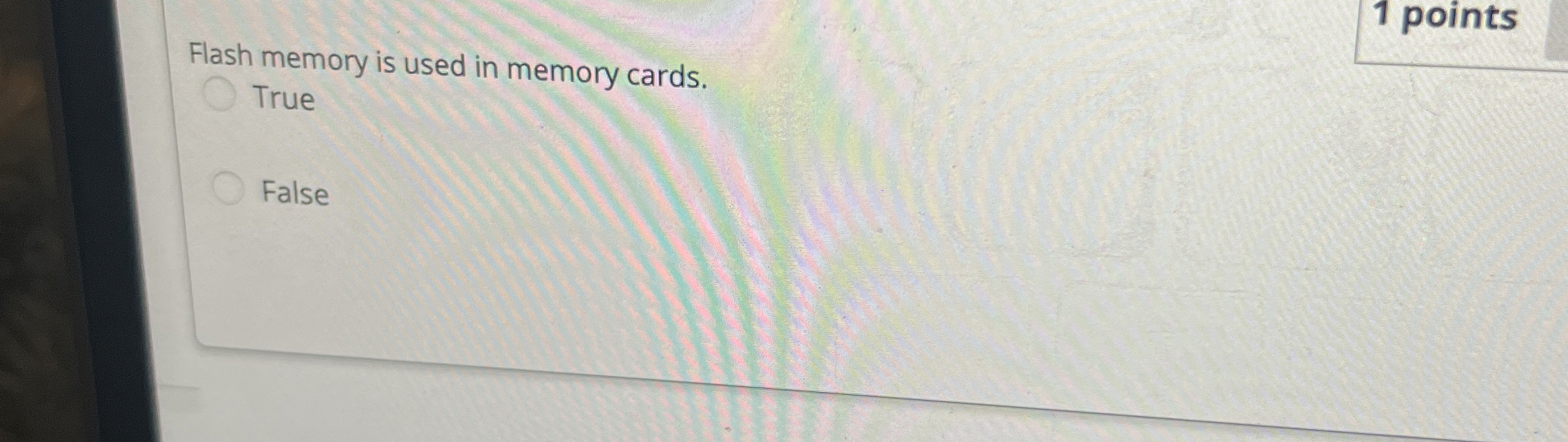 Solved 1 ﻿pointsFlash memory is used in memory | Chegg.com