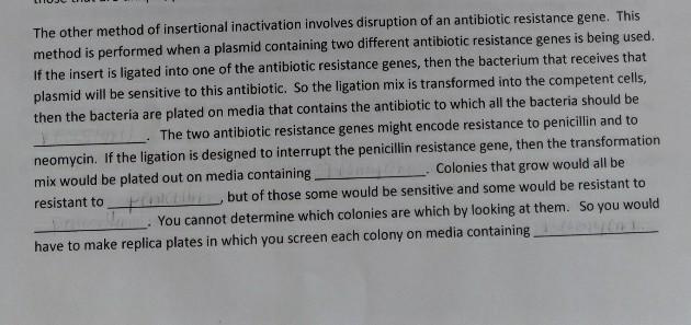 Solved The other method of insertional inactivation involves | Chegg.com