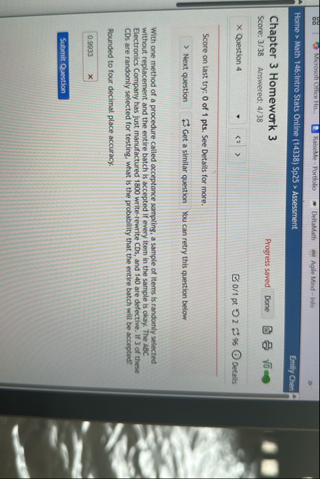 Home > ﻿Math 146:Intro Stats Online (14338) ﻿Sp25 > | Chegg.com