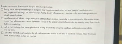 Solved Seloct the examples that describe delayed density | Chegg.com
