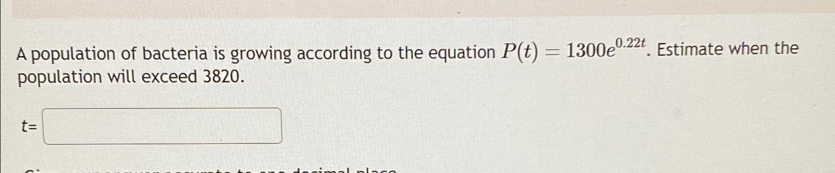 Solved A population of bacteria is growing according to the | Chegg.com