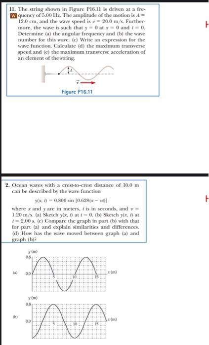 11. The string shown in Figure Pl6.11 is driven at a | Chegg.com