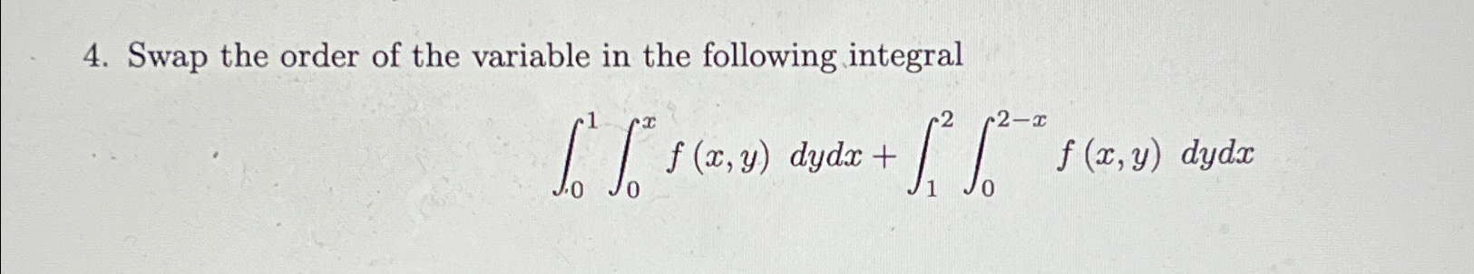 Solved Swap the order of the variable in the following | Chegg.com
