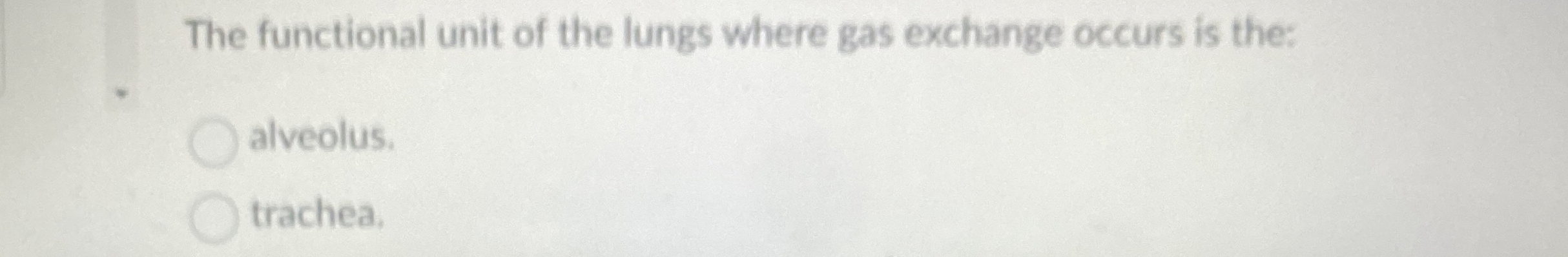 Solved The functional unit of the lungs where gas exchange | Chegg.com