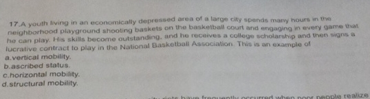 Solved A youth living in an economically depressed area of a | Chegg.com