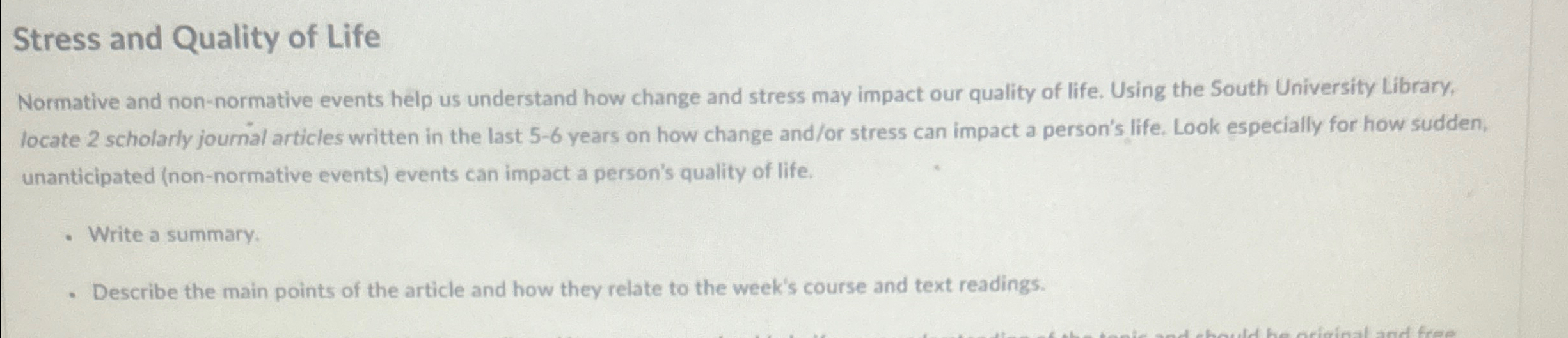 Solved Stress and Quality of LifeNormative and non-normative | Chegg.com