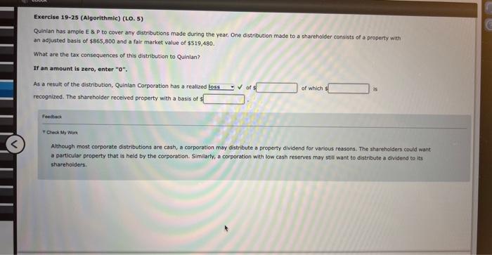 Solved Exercise 19-25 (Algorithmic) (LO. 5) Quinian has | Chegg.com