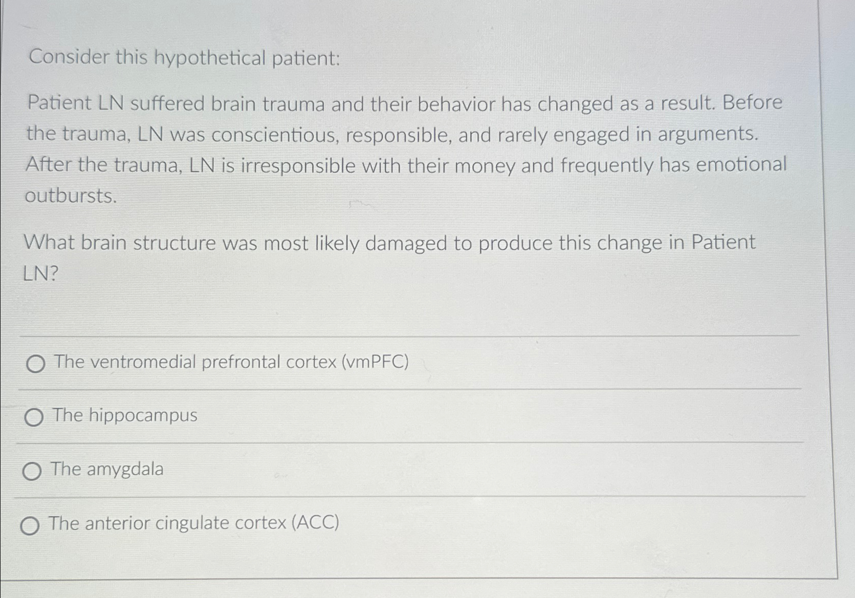 Solved Consider this hypothetical patient:Patient LN | Chegg.com
