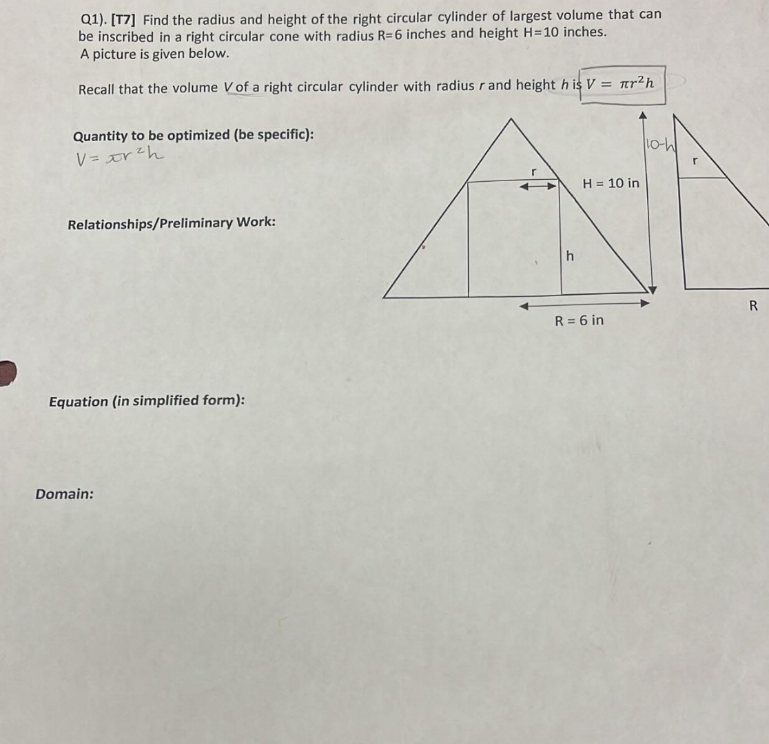 Solved Q1). [T7] ﻿Find the radius and height of the right | Chegg.com