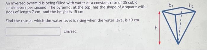 Solved An inverted pyramid is being filled with water at a | Chegg.com