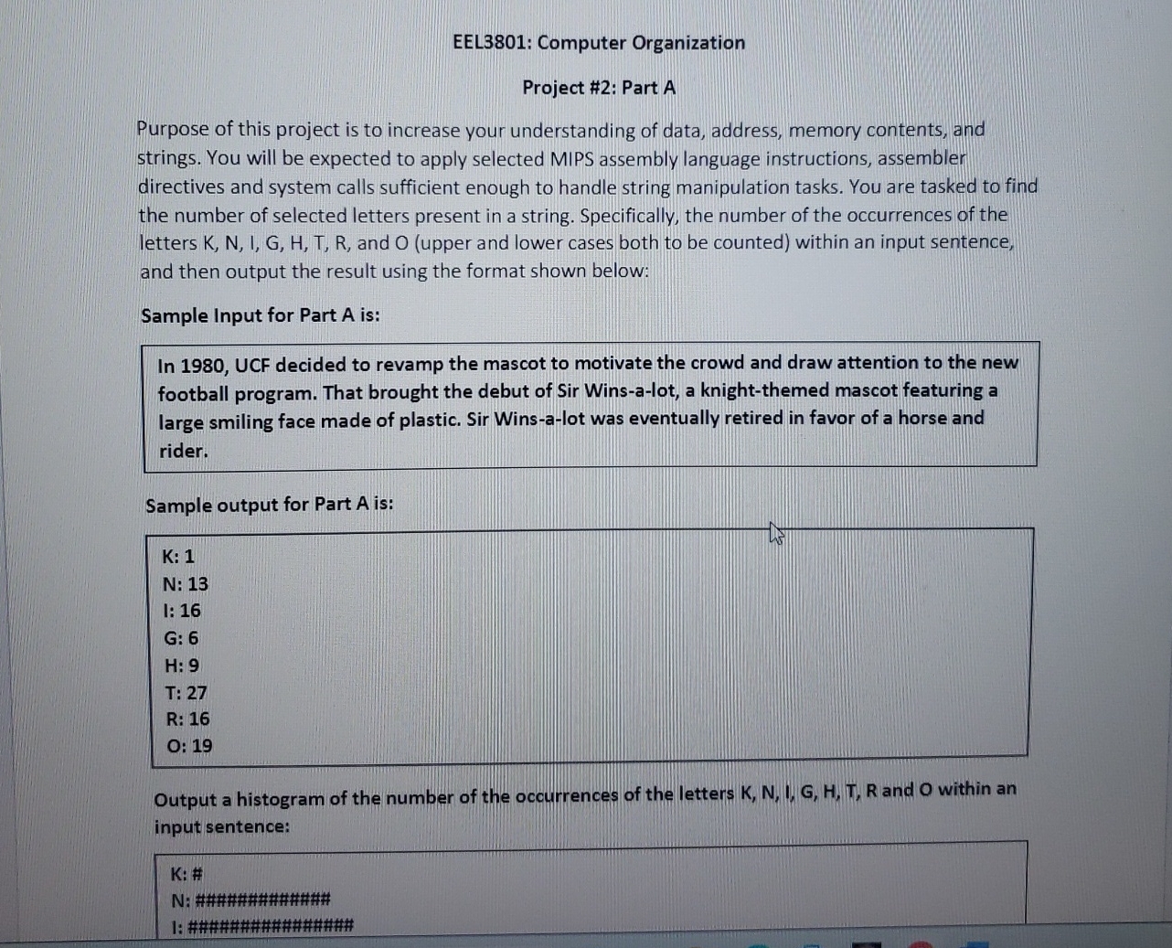Solved EEL3801: Computer OrganizationProject #2: Part | Chegg.com