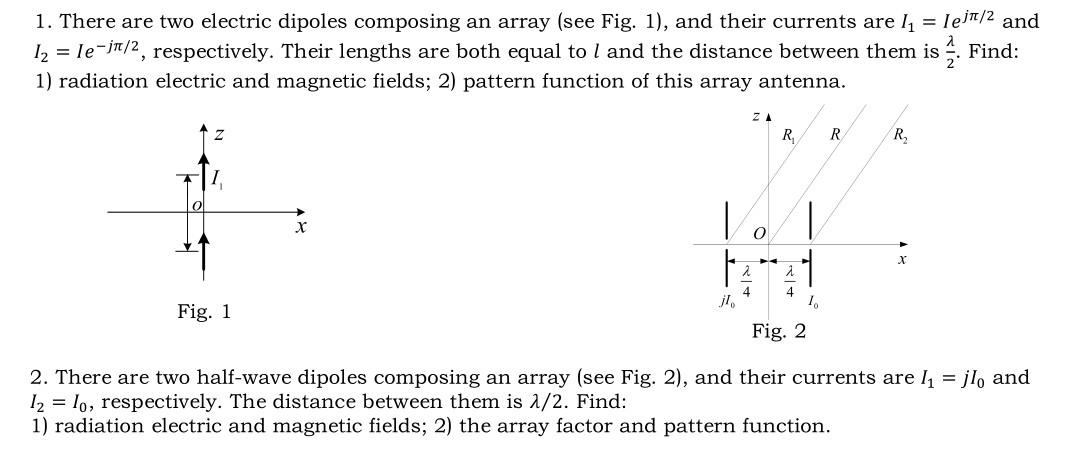 Solved 1. There are two electric dipoles composing an array | Chegg.com