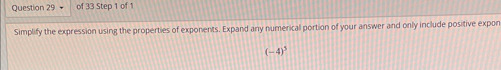 Solved of 33 ﻿Step 1 ﻿of 1Simplify the expression using the | Chegg.com