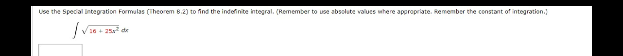 Solved Use the Special Integration Formulas (Theorem 8.2) | Chegg.com