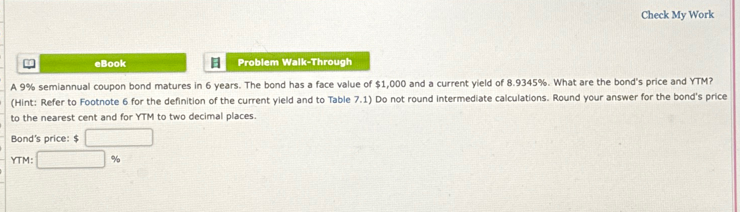 Solved Check My WorkeBook日Problem Walk-ThroughA 9% | Chegg.com