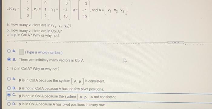 Solved 1 0 6 3 Let V2 -2 V2 V, p- -1 and A= 2 16 10 a. How | Chegg.com