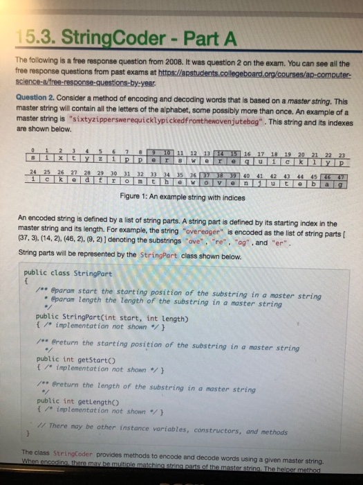 15.3. StringCoder - Part A The following is a free | Chegg.com