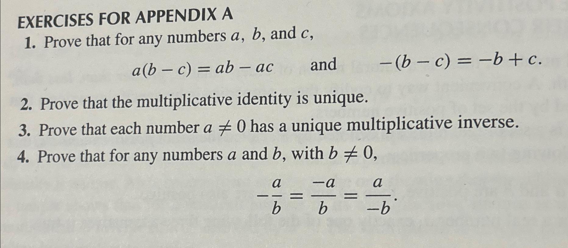 Solved EXERCISES FOR APPENDIX A (#1 ﻿and #3)Prove that for | Chegg.com