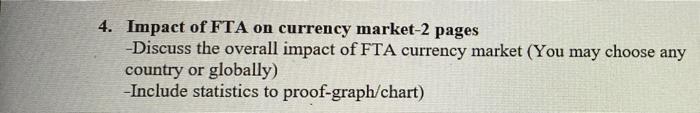 Solved 4. Impact of FTA on currency market-2 pages -Discuss | Chegg.com