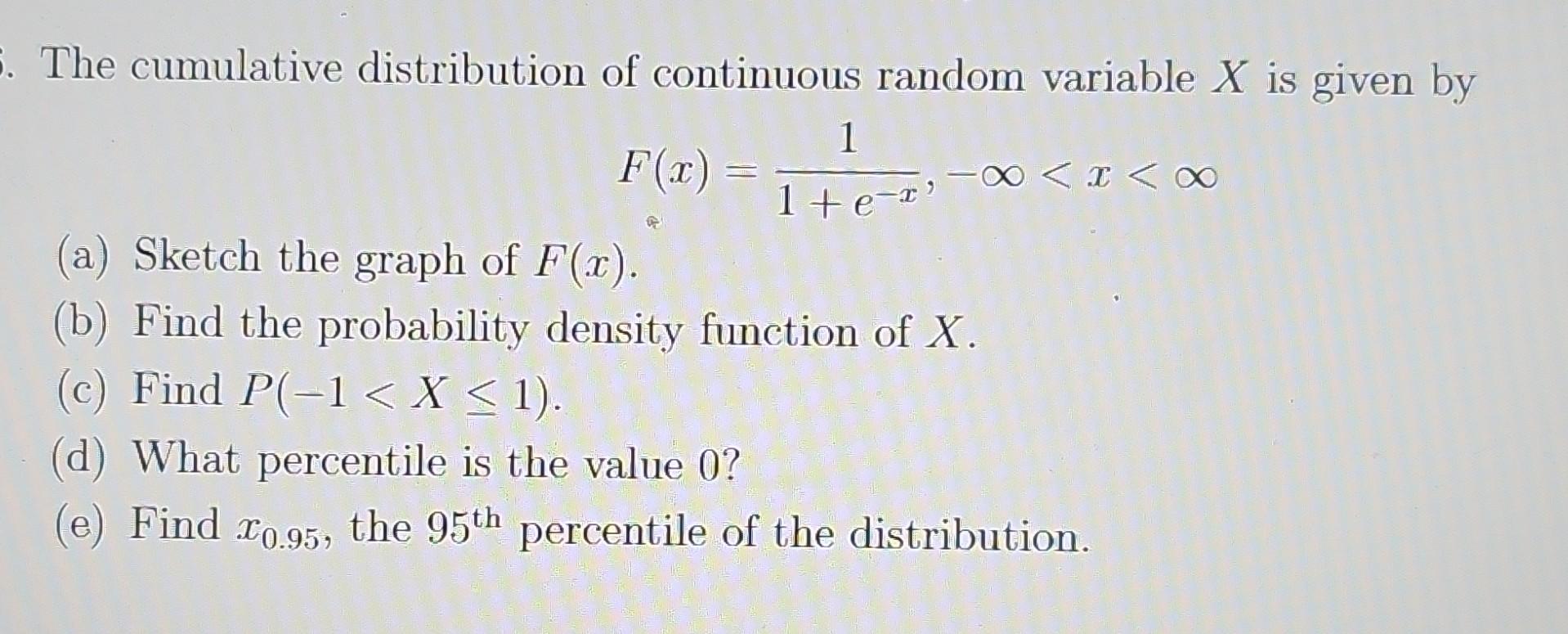 Solved The cumulative distribution of continuous random | Chegg.com