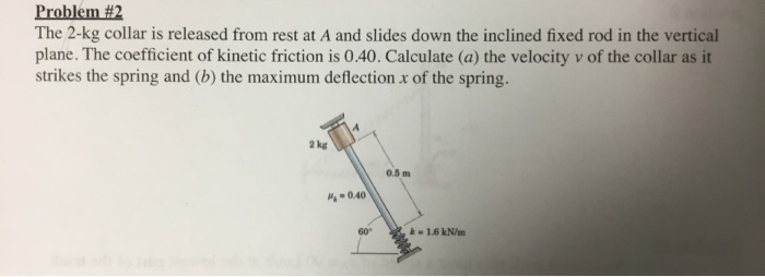 Solved Problem #2 The 2-kg collar is released from rest at A | Chegg.com