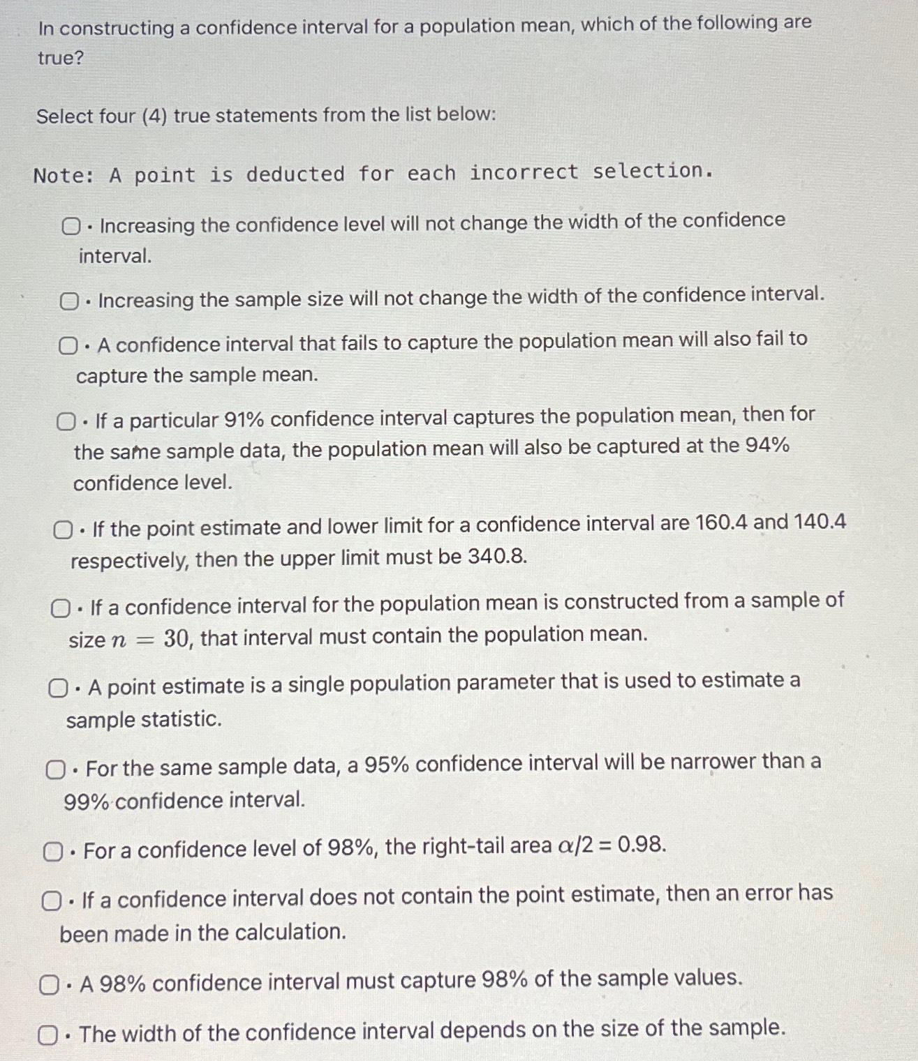 Solved In constructing a confidence interval for a | Chegg.com