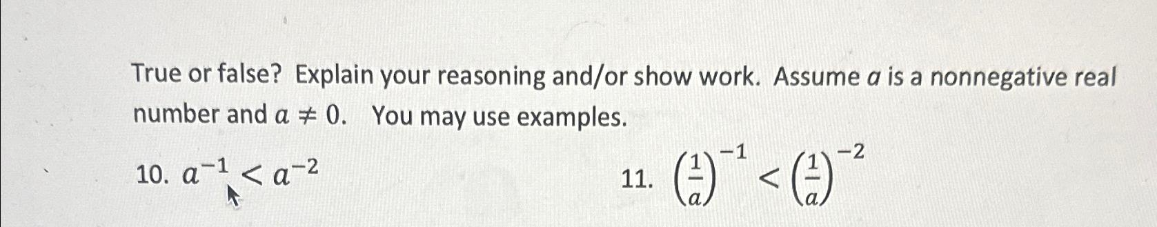 Solved True or false? Explain your reasoning and/or show | Chegg.com
