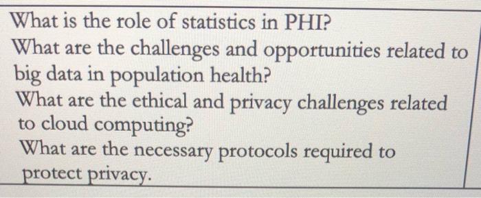 Solved What Is The Role Of Statistics In Phi What Are The