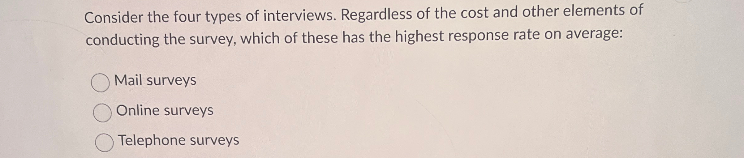 Solved Consider the four types of interviews. Regardless of | Chegg.com