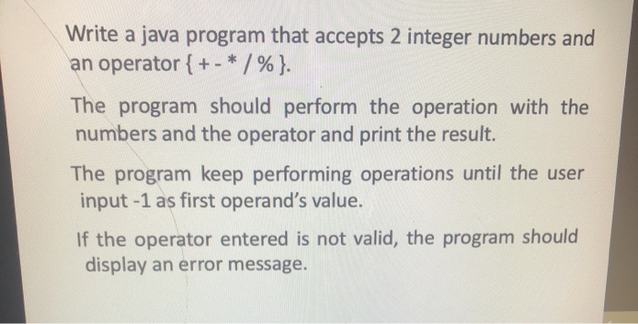 Solved Write A Java Program That Accepts 2 Integer Numbers 1028