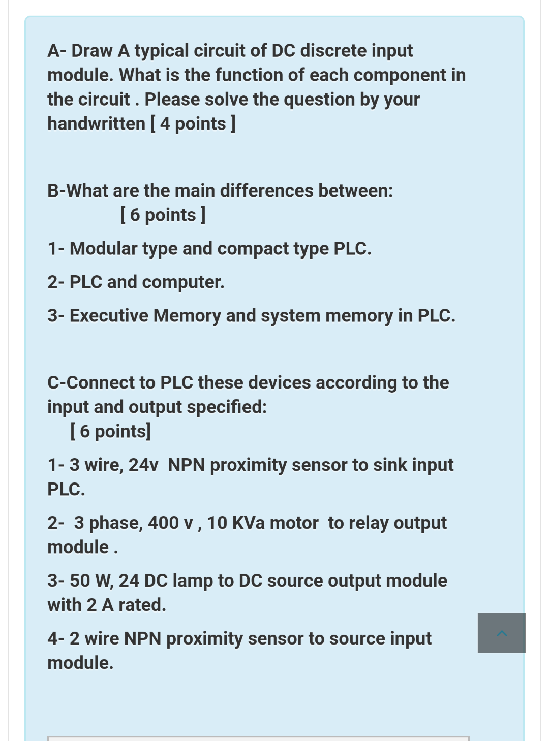 Solved A- Draw A typical circuit of DC discrete input | Chegg.com