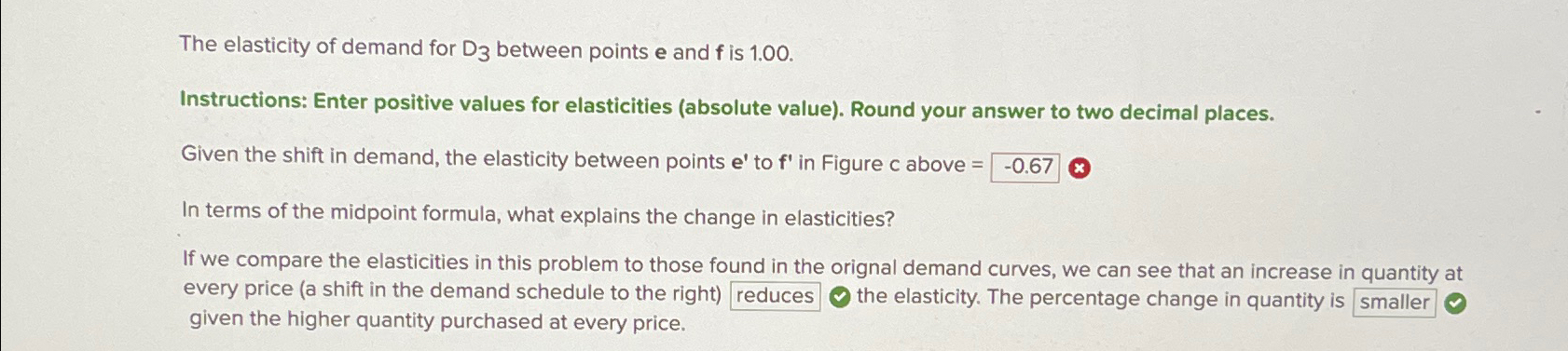 Solved The elasticity of demand for D3 ﻿between points e | Chegg.com
