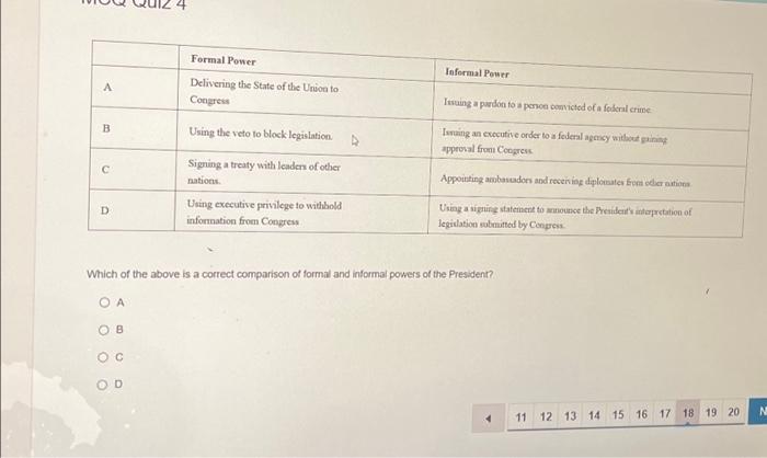 A B C D O A O B Formal Power D Delivering the State | Chegg.com