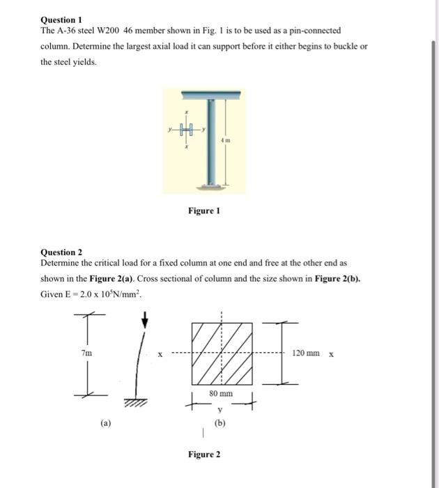 Solved Question 1 The A-36 steel W200 46 member shown in | Chegg.com