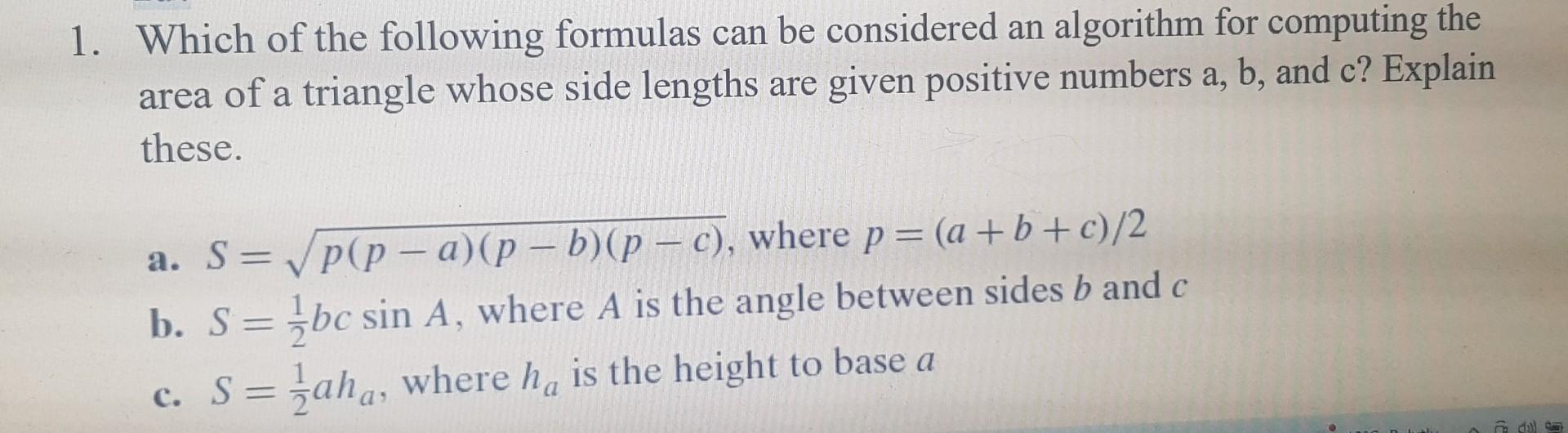 Solved 1. Which of the following formulas can be considered | Chegg.com