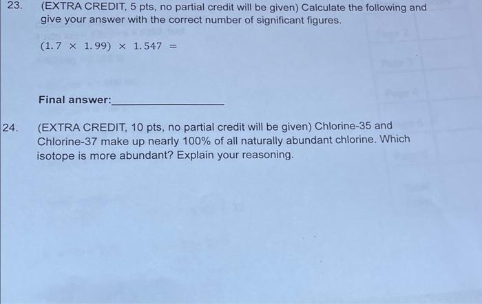 Solved (EXTRA CREDIT, 5 pts, no partial credit will be | Chegg.com