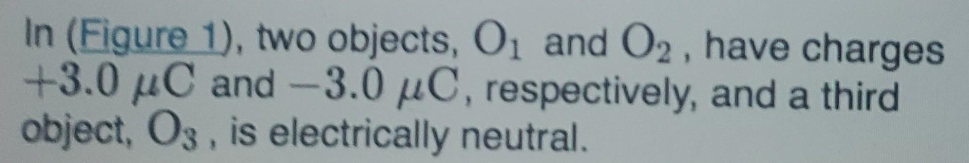 Solved In (Figure 1), two objects, O1 and O2, have charges | Chegg.com