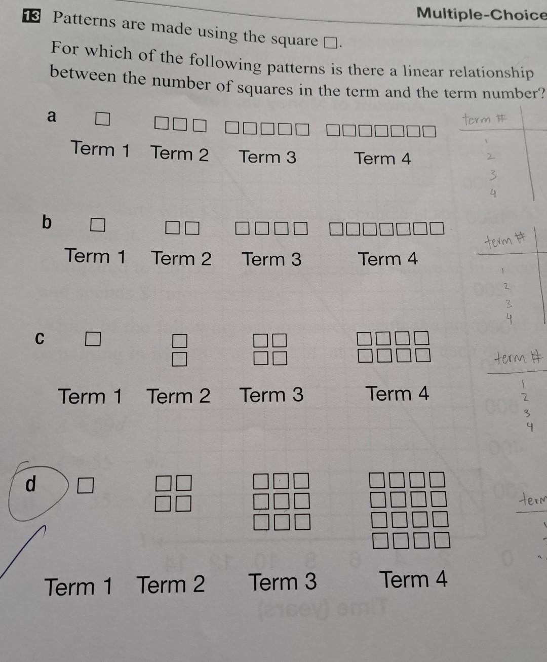 Solved 13 Patterns are made using the square Multiple-Choice | Chegg.com