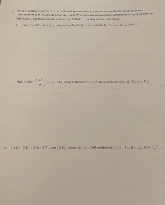 Solved 2. For each function, cornpute the two indicated | Chegg.com