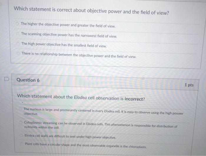 Solved Which statement is correct about objective power and | Chegg.com