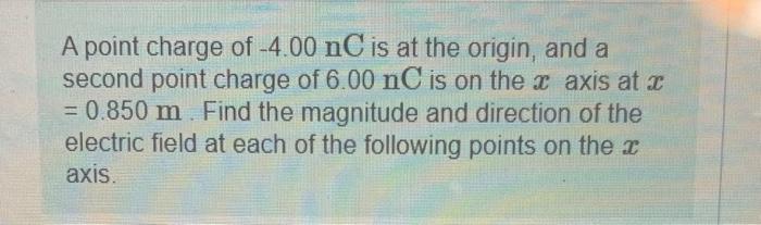 A point charge of −4.00nC is at the origin, and a | Chegg.com