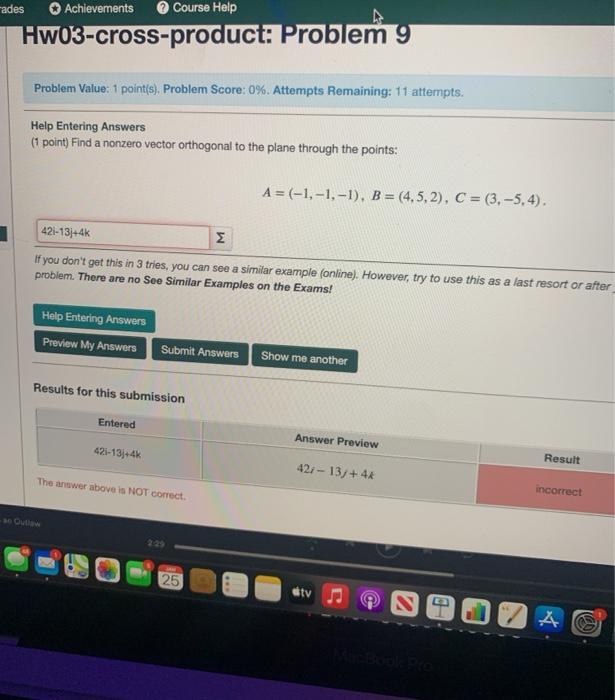 Solved ades Achievements Course Help HW03-cross-product: | Chegg.com