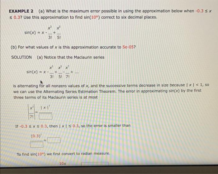 Solved EXAMPLE 2 (a) What is the maximum error possible in | Chegg.com
