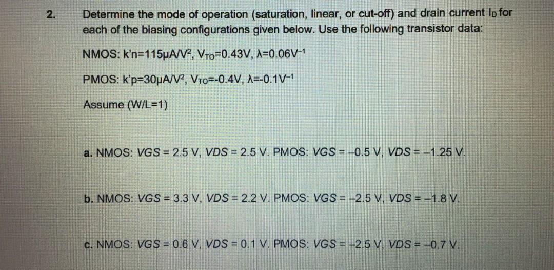Solved 2 Determine The Mode Of Operation Saturation
