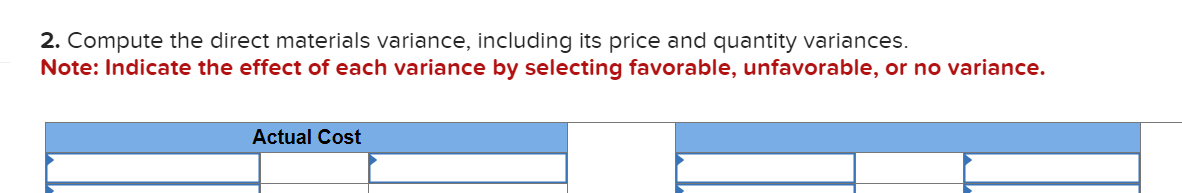 Solved Compute the direct materials variance, including its | Chegg.com
