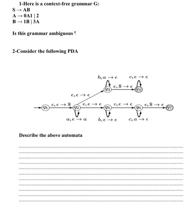 Solved 1-Here is a context-free grammar G: S→ABA→0 A1∣2 | Chegg.com
