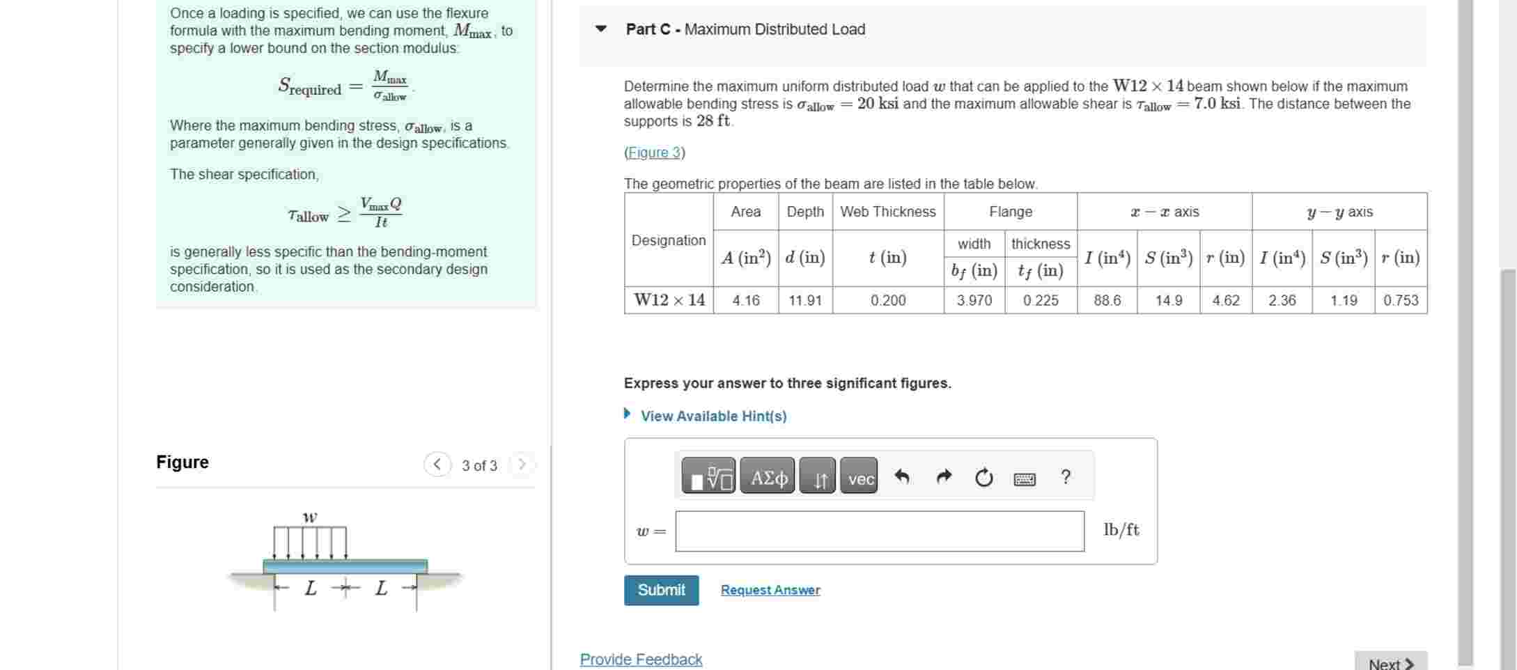 Solved Part C - ﻿Maximum Distributed LoadDetermine the | Chegg.com