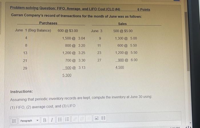 Solved Problem-solving Question: FIFO, Average, and LIFO | Chegg.com