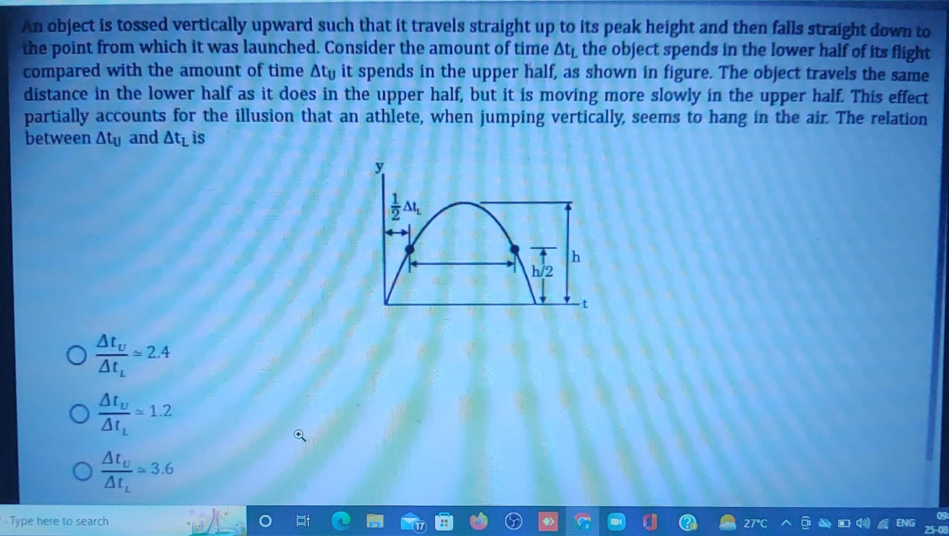 Solved An object is tossed vertically upward such that it | Chegg.com